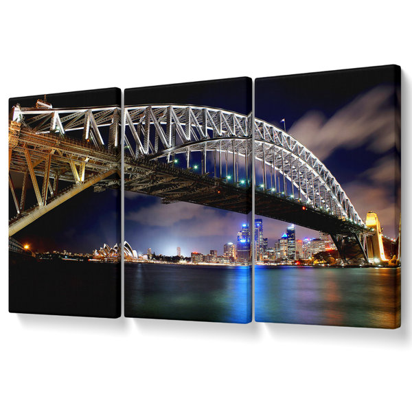 Ebern Designs Sydney Harbour Bridge Night Light Reflections 3 Piece